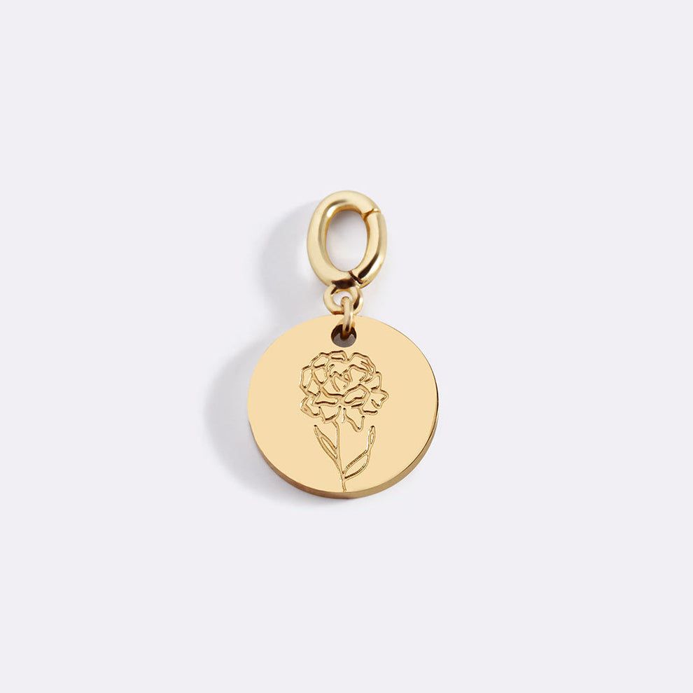 Engraved Birth Flower Disc Charm – wear fortune
